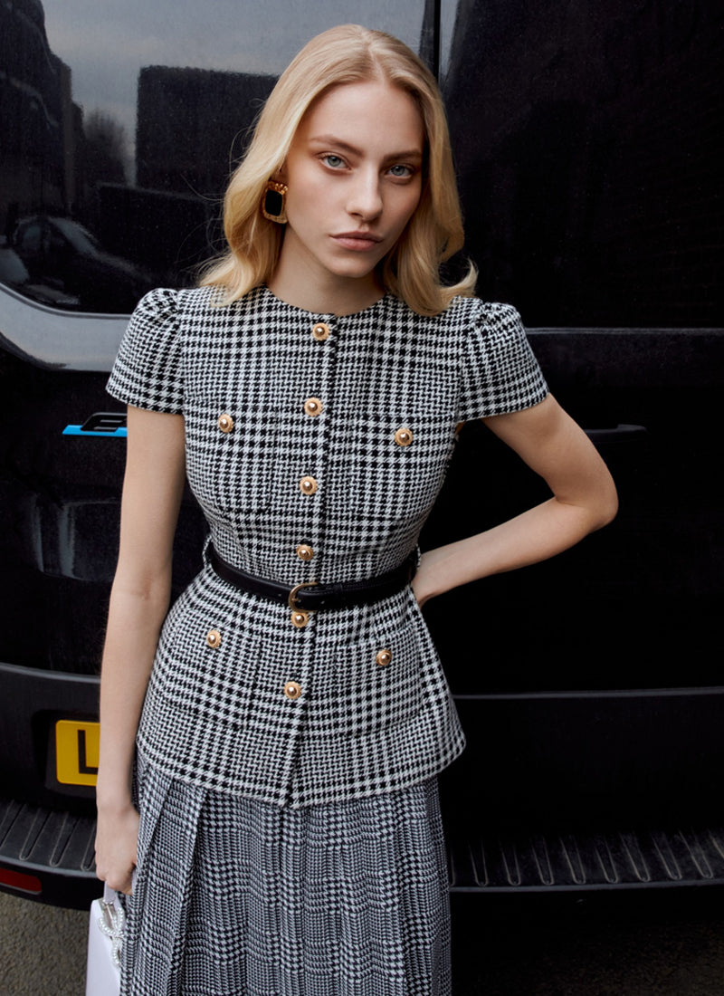 houndstooth pattern dress